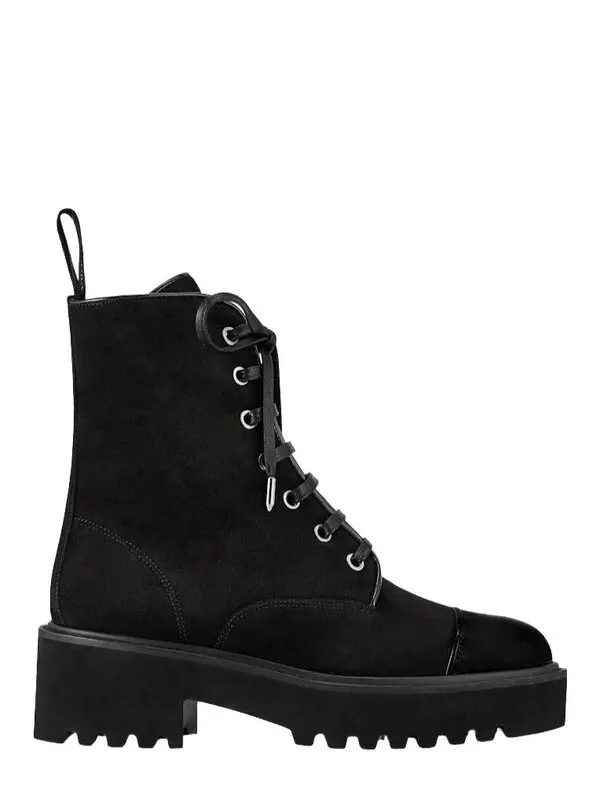AQUAZZURA Desert Suede Lace-up Lug Sole Boots - Black