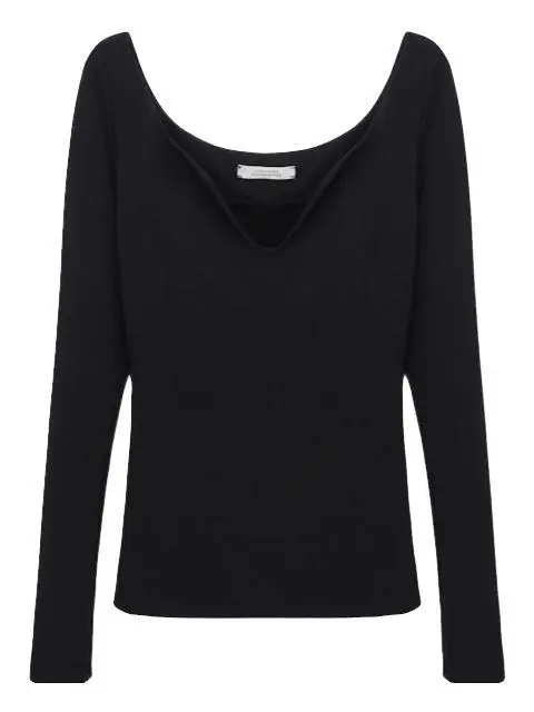 Dorothee Schumacher Structured V-neck Long Sleeve Top - Black