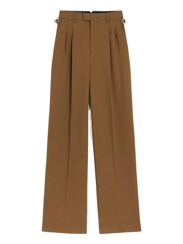 Ami High-waist Pleated Wide-leg Trousers - Hazelnut Brown