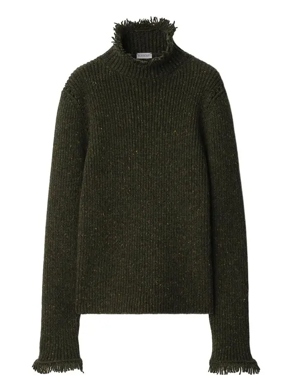 Burberry High Neck Fringed Edge Jumper - Glen