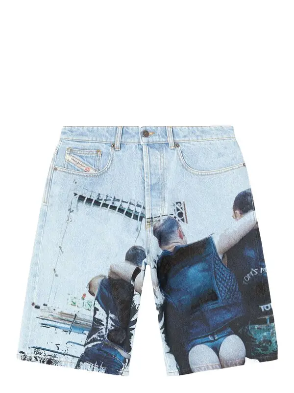 DIESEL® X Tom Of Finland Foundation Cotton Shorts - Light Blue