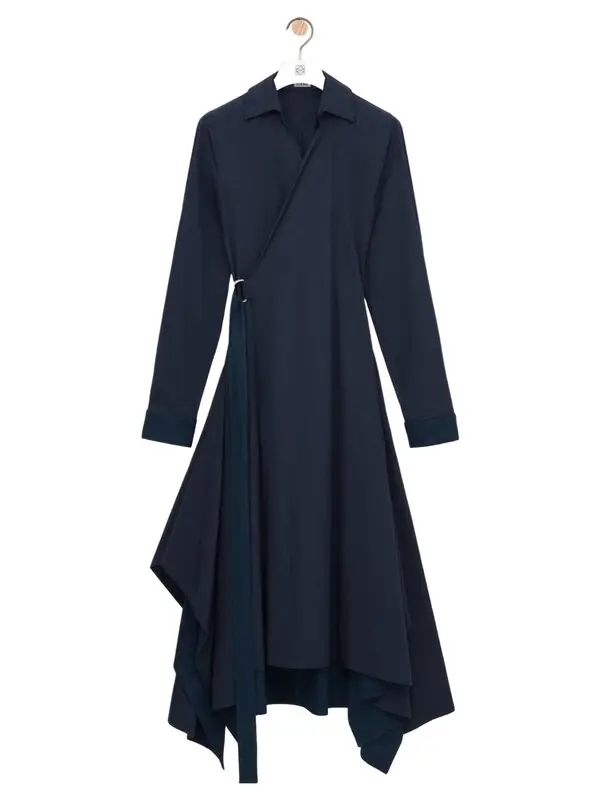 Loewe Asymmetrical Draped Midi Dress - Navy Blue