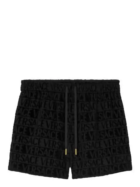 Versace Printed Drawstring Waist Shorts - Black