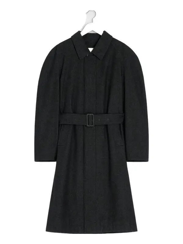 LEMAIRE Raglan Sleeve Oversized Twill Coat - Black/gray Mixed Color