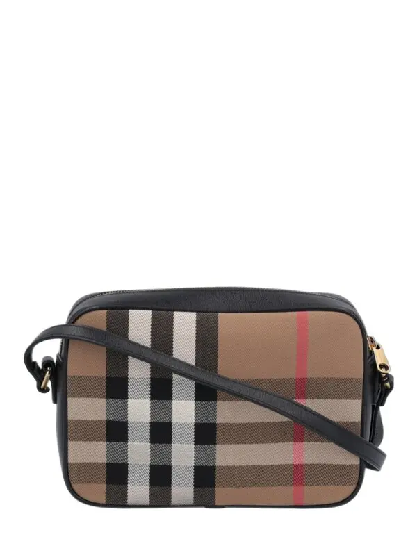 Burberry Checked Crossbody Bag - Brown/black/white/red