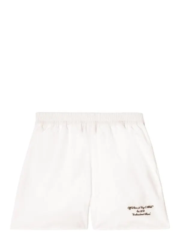 Off-White Logo Embroidered Poplin Shorts - White