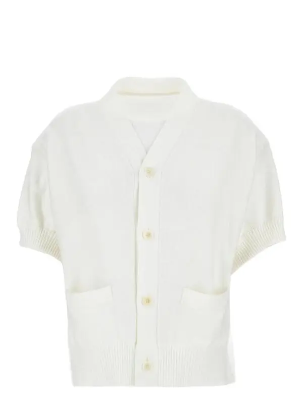 Sacai Short-sleeved V-neck Cardigan - White