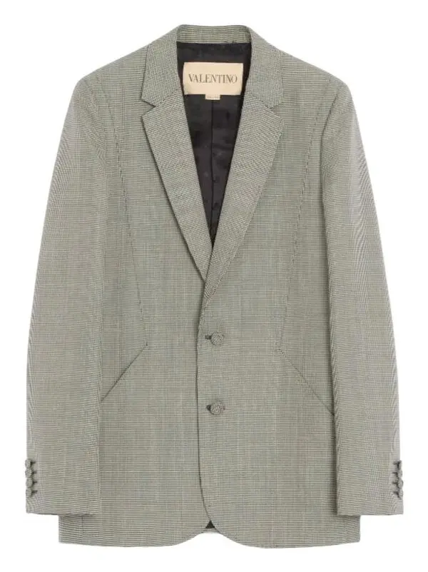 Valentino Garavani Houndstooth Single-breasted Jacket - Gray