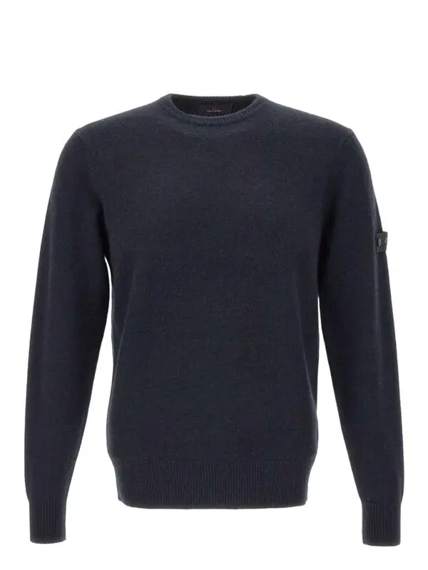Peuterey Ribbed Crew Neck Sweater With Logo Detail - Black