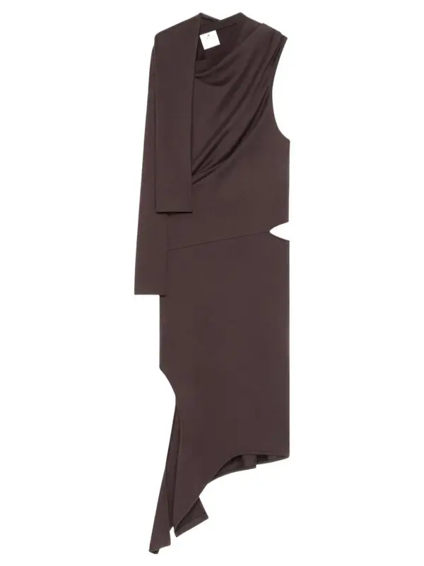 COURREGES Off-shoulder Cut-out Midi Dress - Chocolate