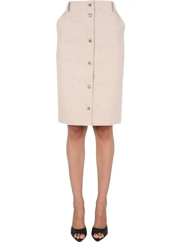 Moschino Slim Skirt With Button Detail - Pink