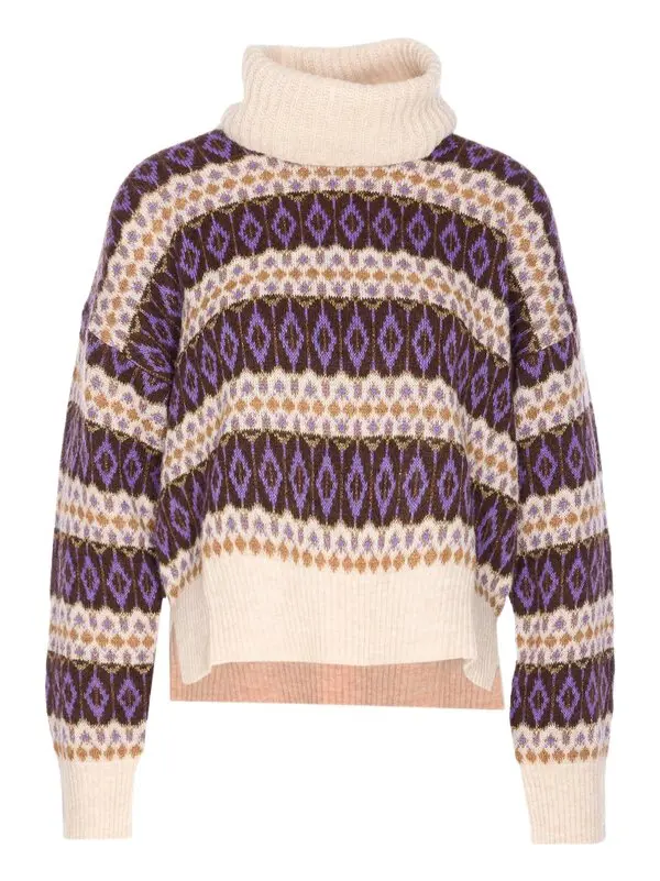 Liu Jo Jacquard Turtleneck Jumper - Nude