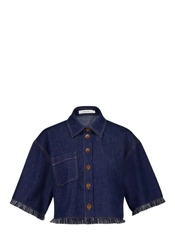 Zimmermann Rhiannon Fringe Denim Shirt - Blue
