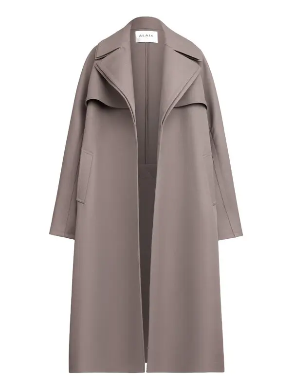 Alaïa Mid-length Tie-waisted Coat - Brownish Grey