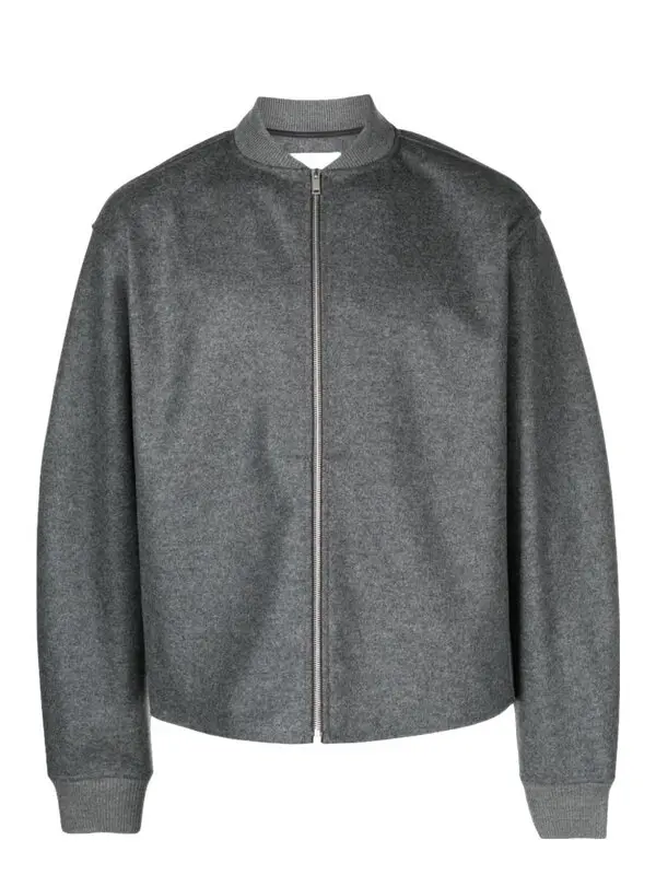 JIL SANDER Zip-up Long-sleeved Bomber Jacket - Gray