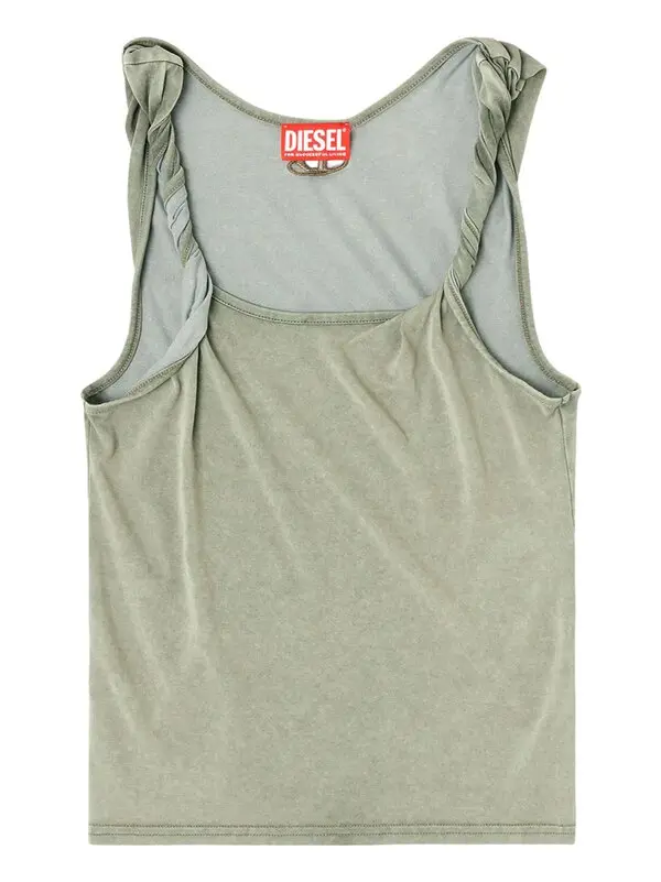 DIESEL® Logo Embroidered Ribbed Tank Top - Gray