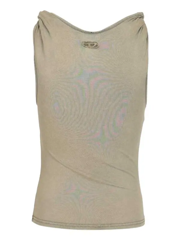 DIESEL® Logo Embroidered Ribbed Tank Top - Nude