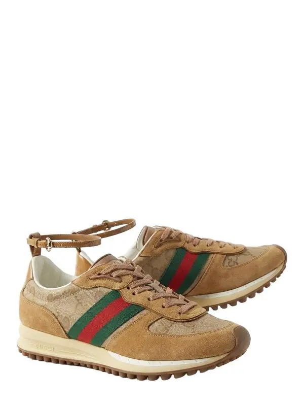 Gucci Suede Gg Nylon Re-motion Sneakers - Light Brown
