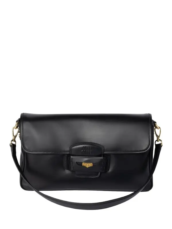 Miu Miu Penny Leather Shoulder Bag - Black