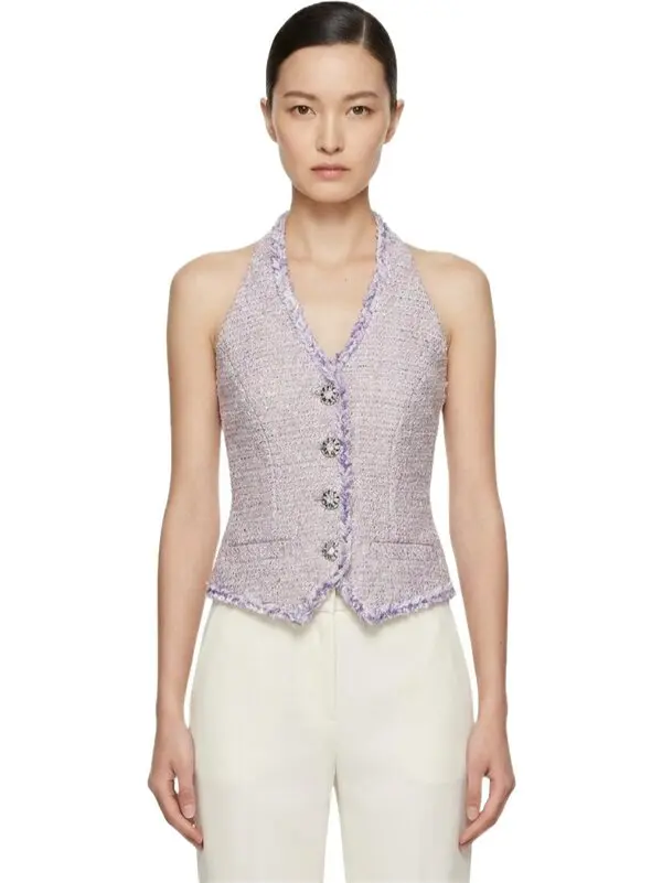 Marissa Chiara Sleeveless Vest With Button Closure - Purple