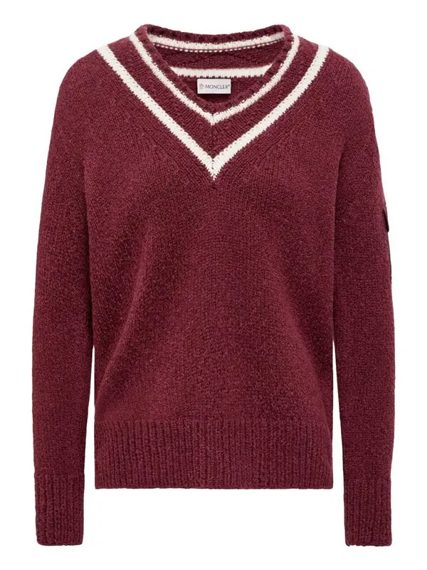 Moncler Padded V-neck Jumper With Pockets - Burgundy