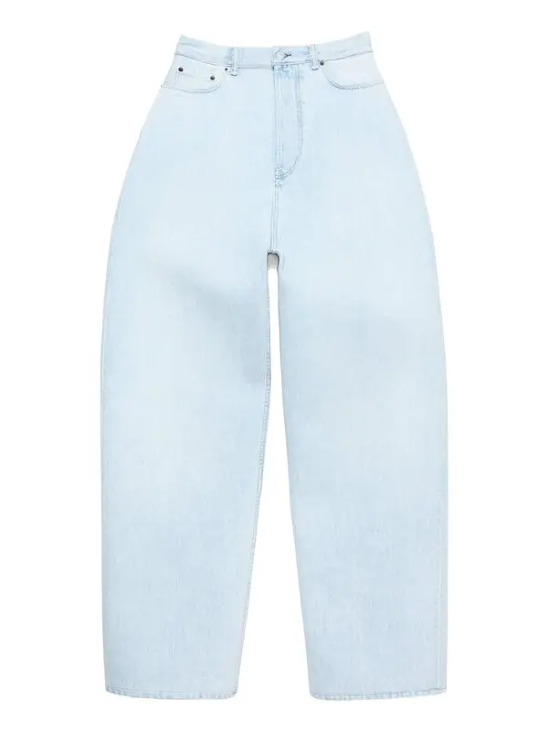 Acne Studios Light Wash Denim Trousers With Embroidered Bows - Blue