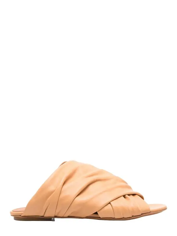 FORTE_FORTE Leather Criss-cross Flat Slides - Naturale