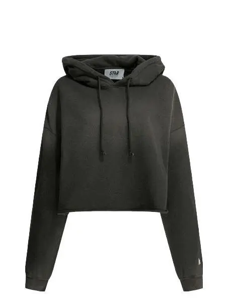 GOLDEN GOOSE Oversized Cropped Hoodie - Black