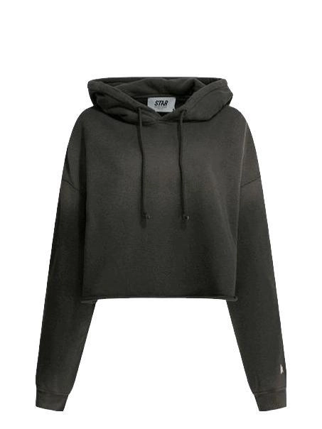 GOLDEN GOOSE Oversized Cropped Hoodie - Black
