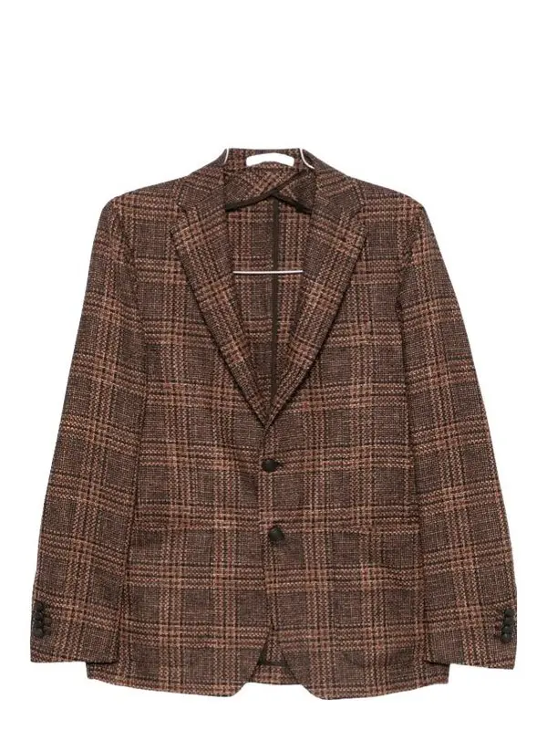 Tagliatore Plaid Single-breasted Blazer - Brown