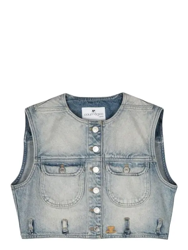 COURREGES Multiflex Denim Cropped Vest - Blue