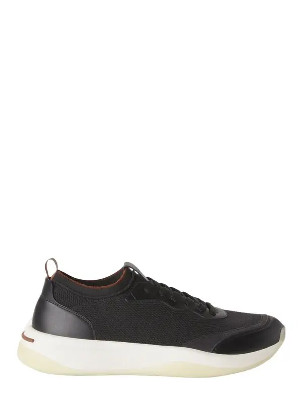 Loro Piana Round Toe Lace-up Sneakers - Caviar Color