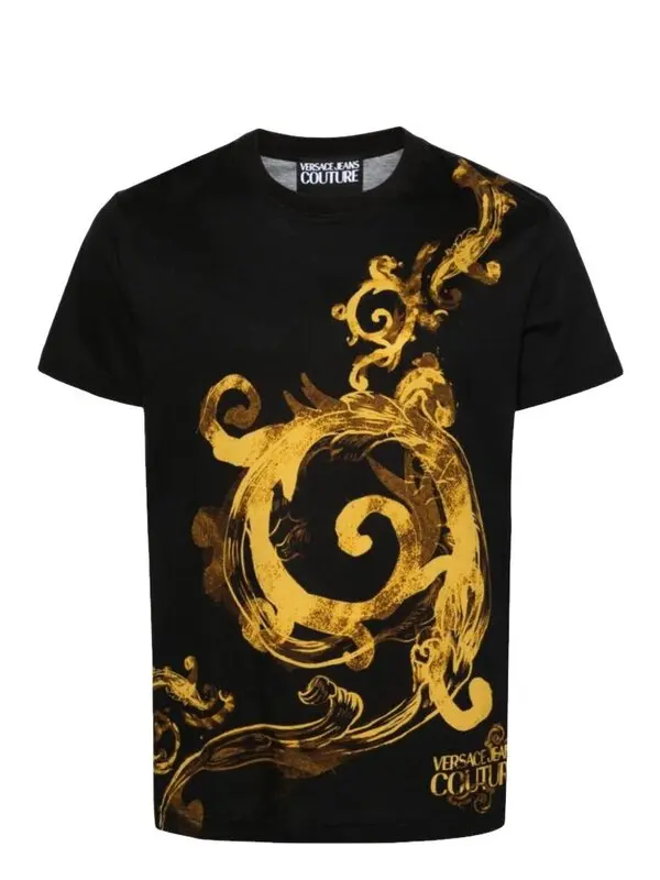 Versace Barocco-printed Crewneck T-shirt - Black
