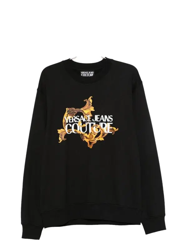 Versace Logo Printed Crewneck Sweatshirt - Black