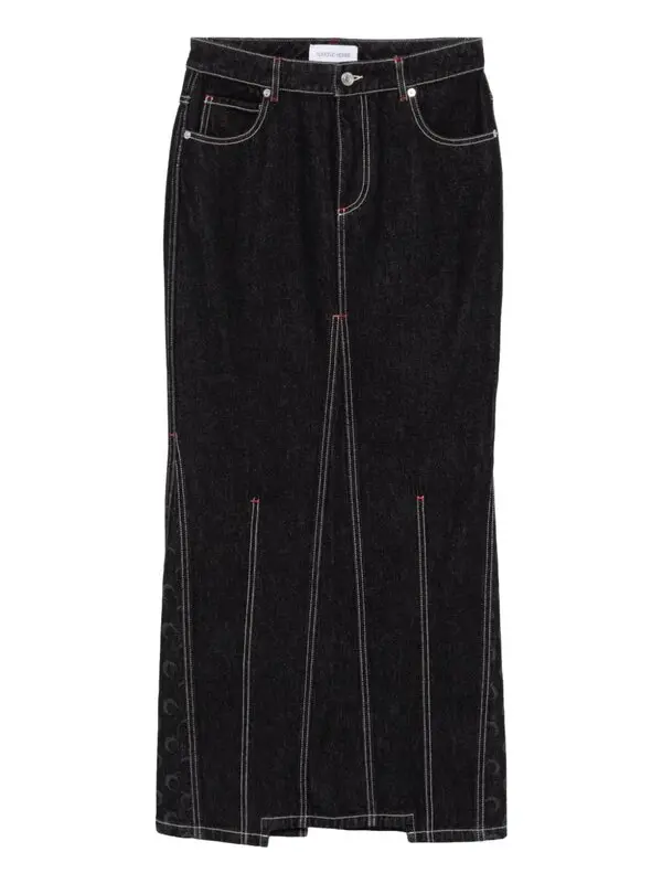 MARINE SERRE Crescent-moon Maxi Skirt - Black