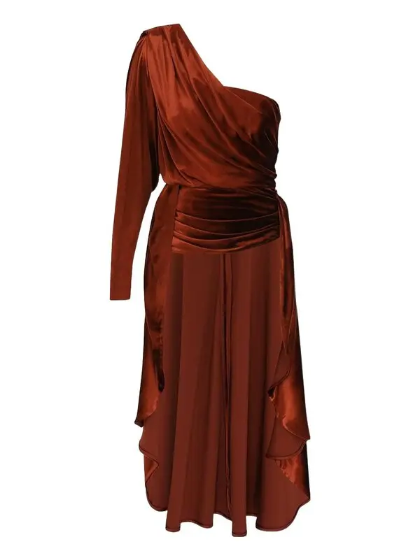 Zimmermann Asymmetrical One-shoulder Top With Draping And High-low Hem - Rust