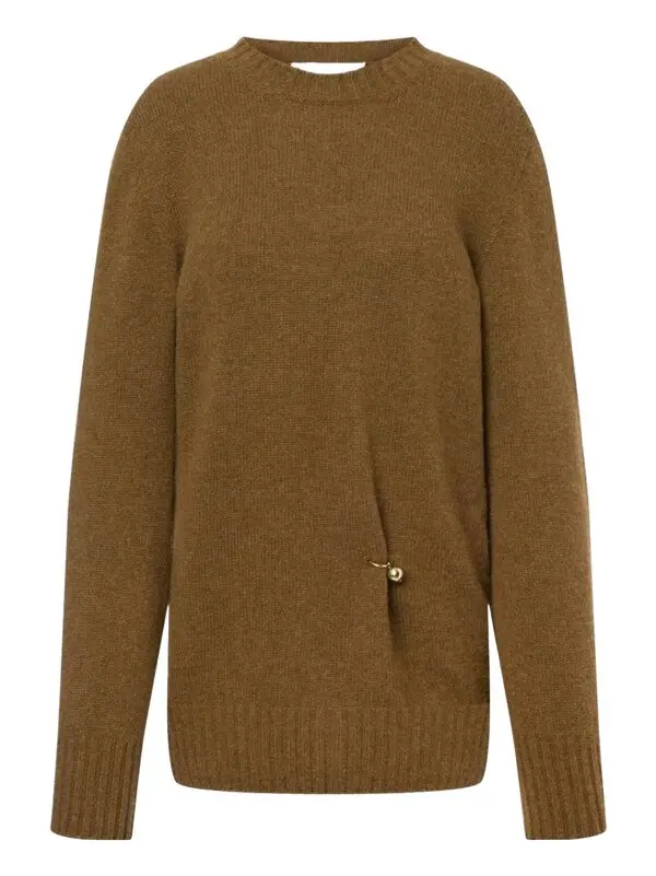 Philosophy Di Lorenzo Serafini Long Sleeve Sweater With Gold Hardware Detail - Brown