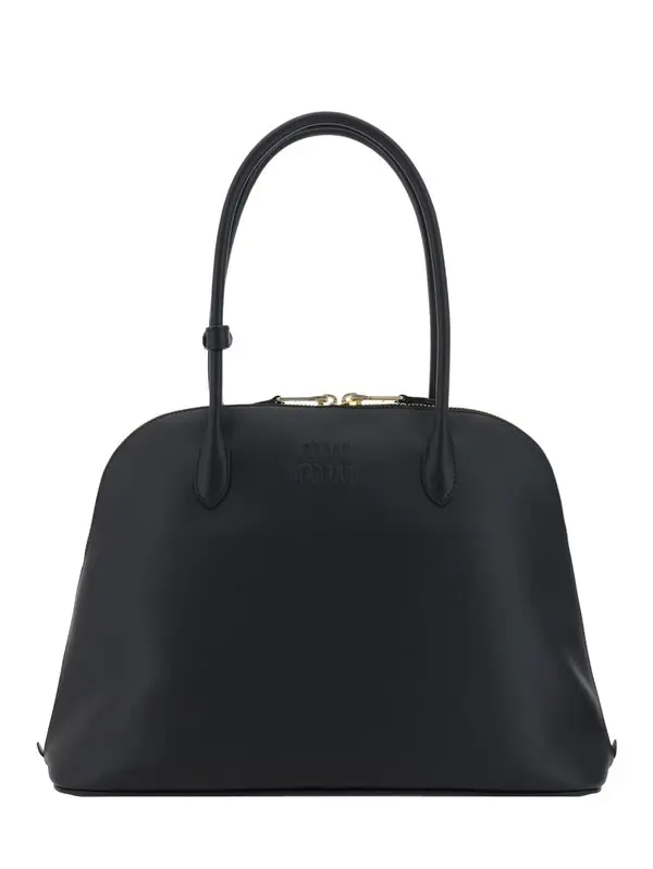 Miu Miu Logo-embossed Zipped Shoulder Bag - Black