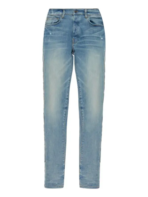 Amiri 3d Bone Detailed Distressed Skinny Jeans - Blue