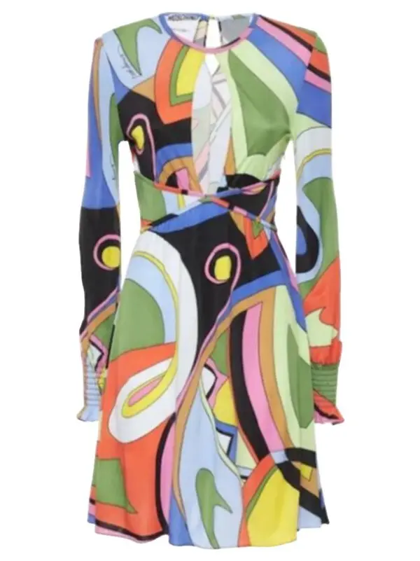Moschino Geometric Print Long Sleeve Dress - Multicolor