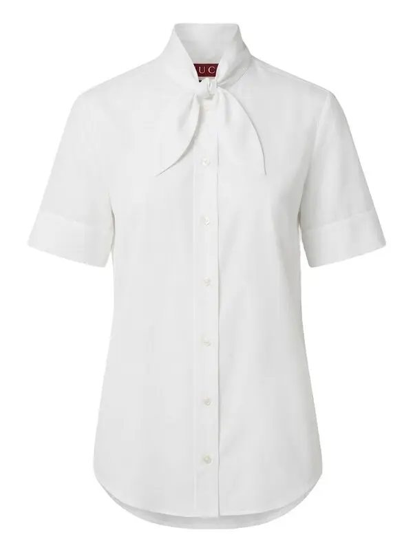 Gucci Silk Crepe De Chine Shirt With Double G Embroidery - White