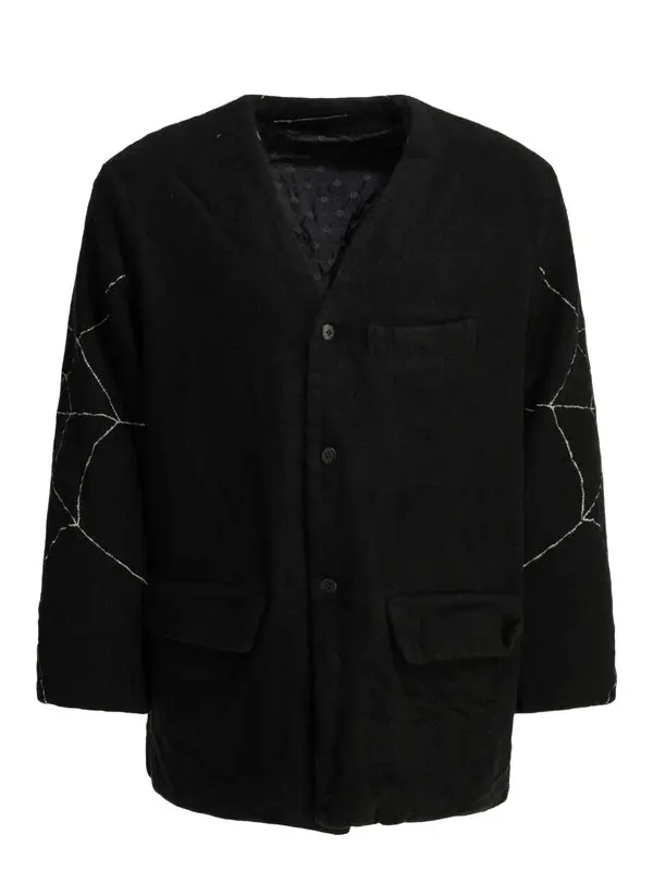 Kapital Single-breasted Embroidered Spiderweb Jacket - Black