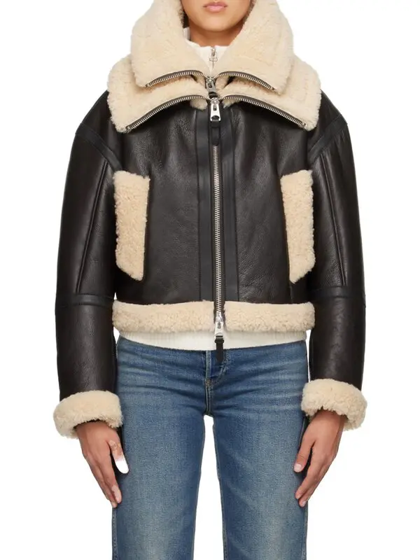 Mackage Laminated Leather Jacket With Fur Lining - Black