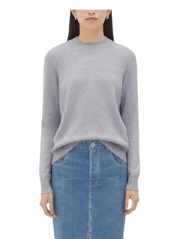 Bottega Veneta Intrecciato Leather Patches Jumper - Gray