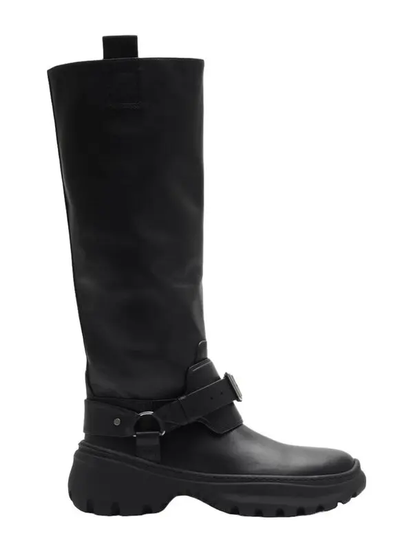 Burberry Buckle-detailed Knee-high Boots - Black