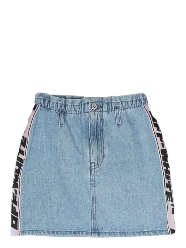 Off-White Logo Stripe Denim Skirt - Blue