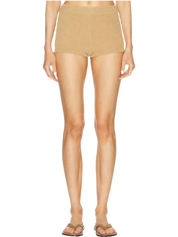 Rabanne Elastic Waist Shorts - Light Brown