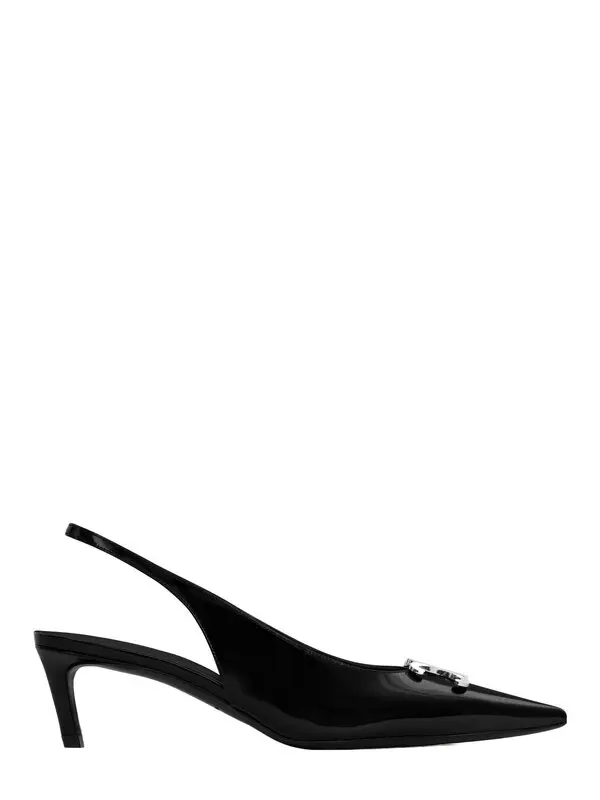 Celine Alma Triomphe Slingback In Glossy Calfskin - Black