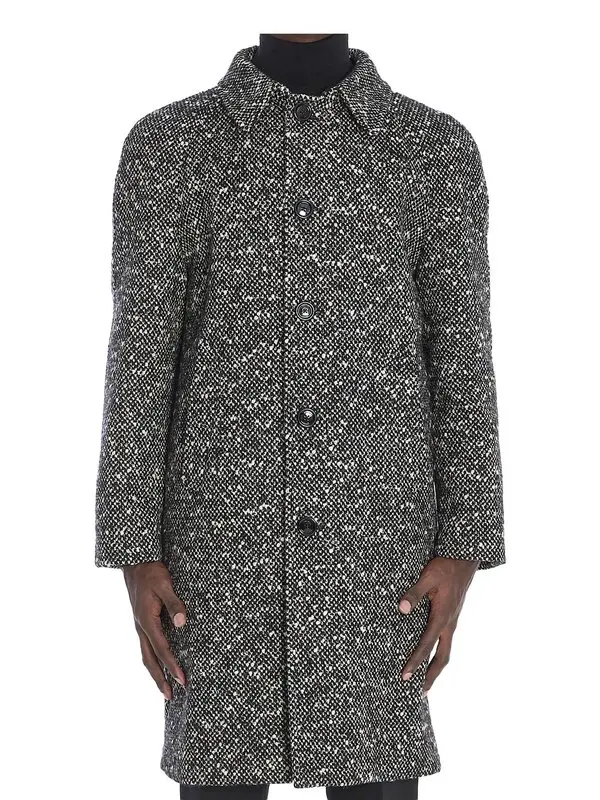 Celine Camden Wool Tweed Coat - Black/ivory White
