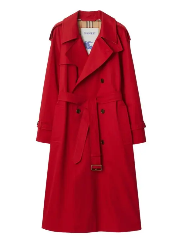 Burberry Double Breasted Belted Trench Coat - Currant
